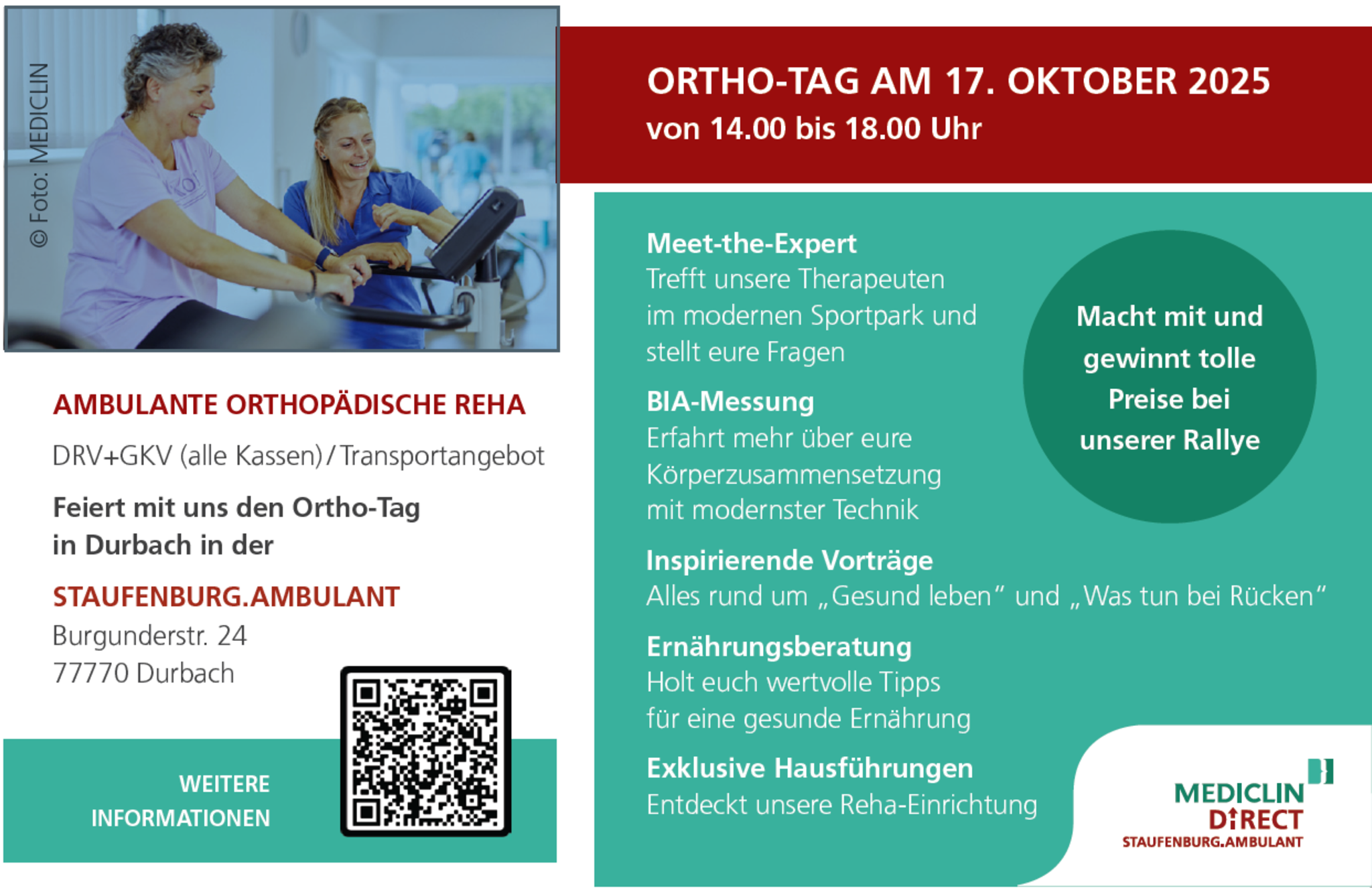 Ortho-Tag am 17.10.2025 in der STAUFENBURG.AMBULANT in Durbach ...